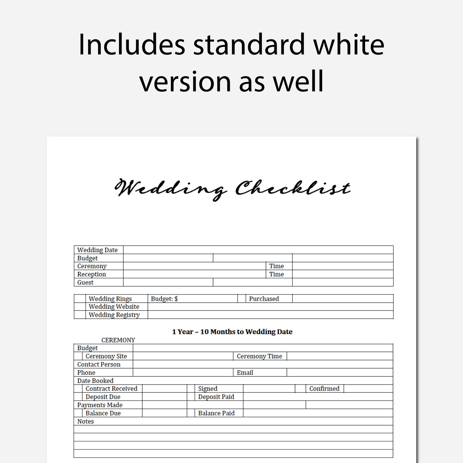Complete 12 Month Wedding Planning Checklist, Instant PDF Download ...