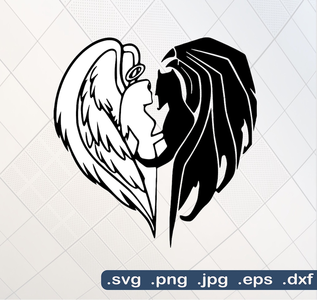 Angel SVG, Devil SVG, Heart SVG, Love Svg, Valentines Day Svg, T-shirt ...