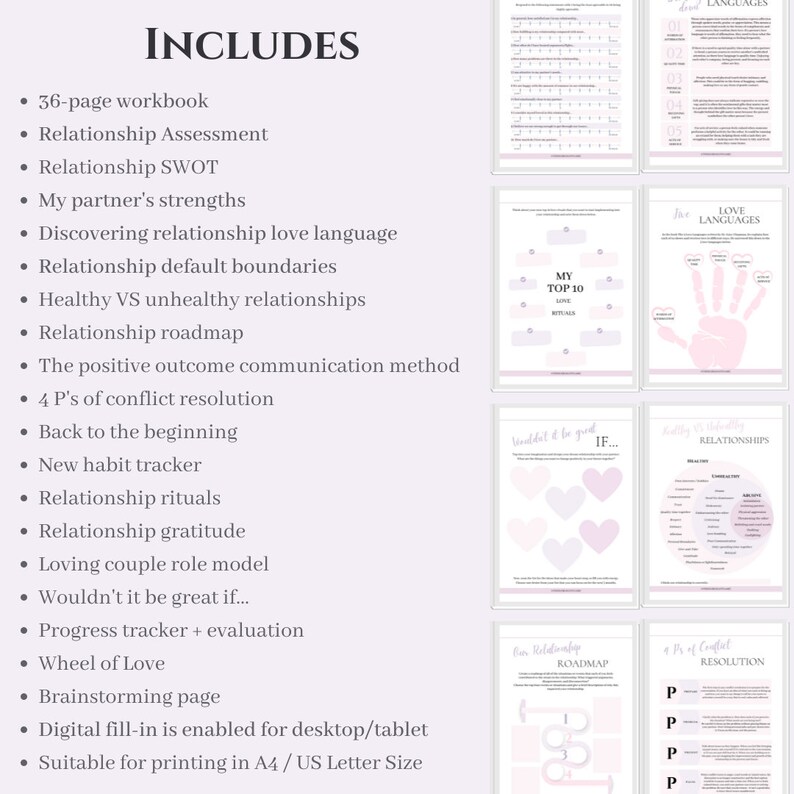 Couples Therapy Worksheets Relationship Communication Workbook Happy ...
