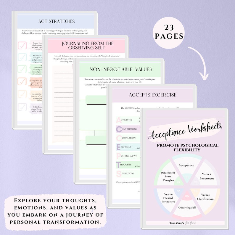 Therapy Worksheet Bundle Acceptance Therapy SFT Therapist Workbook ...