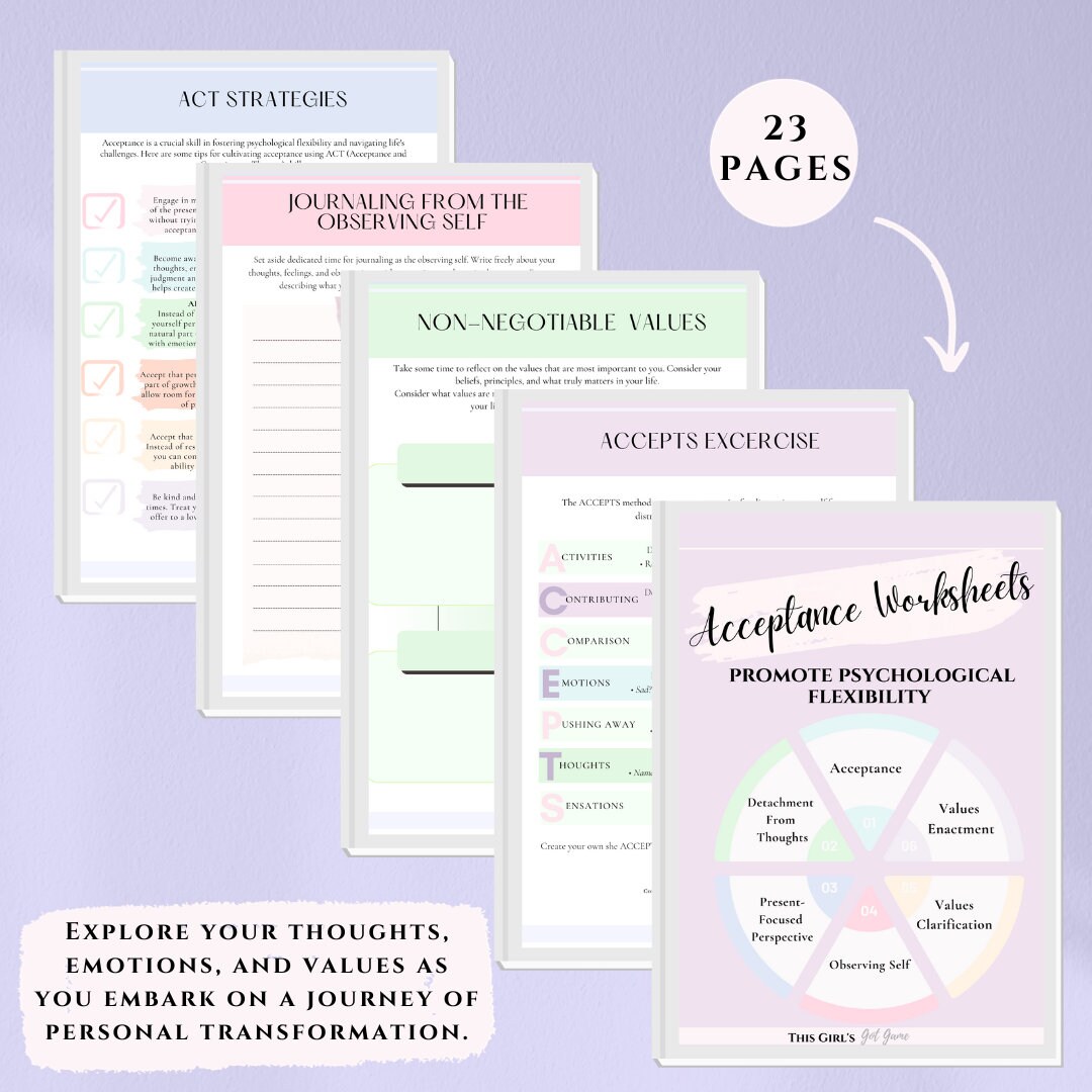 Therapy Worksheet Bundle Acceptance Therapy SFT Therapist Workbook ...