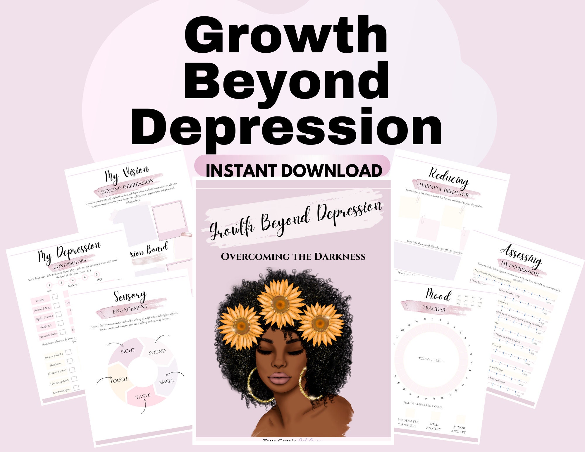 Depression Mindfulness Journal Therapy Worksheets Symptoms of ...