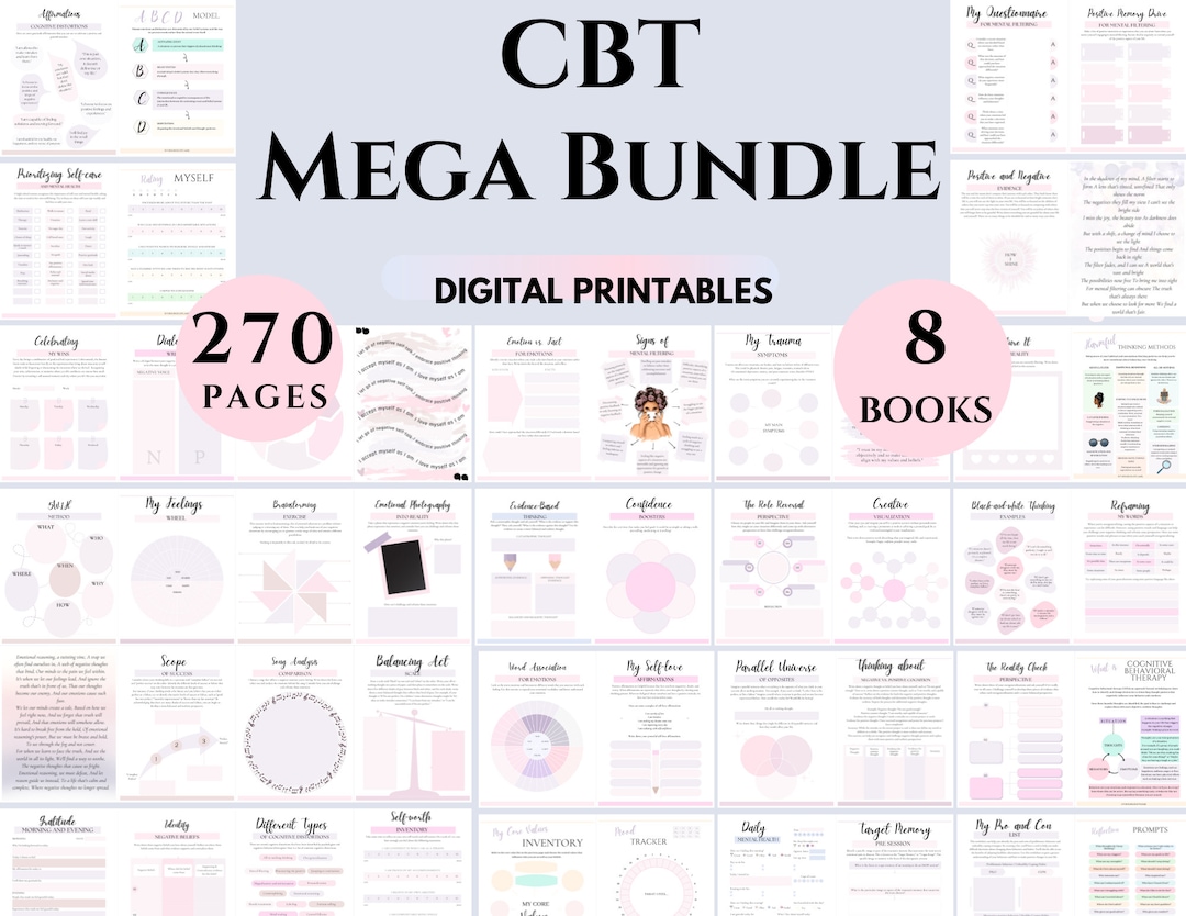 CBT Worksheet Bundle CBT Interventions for Teens and Adults Anxiety ...