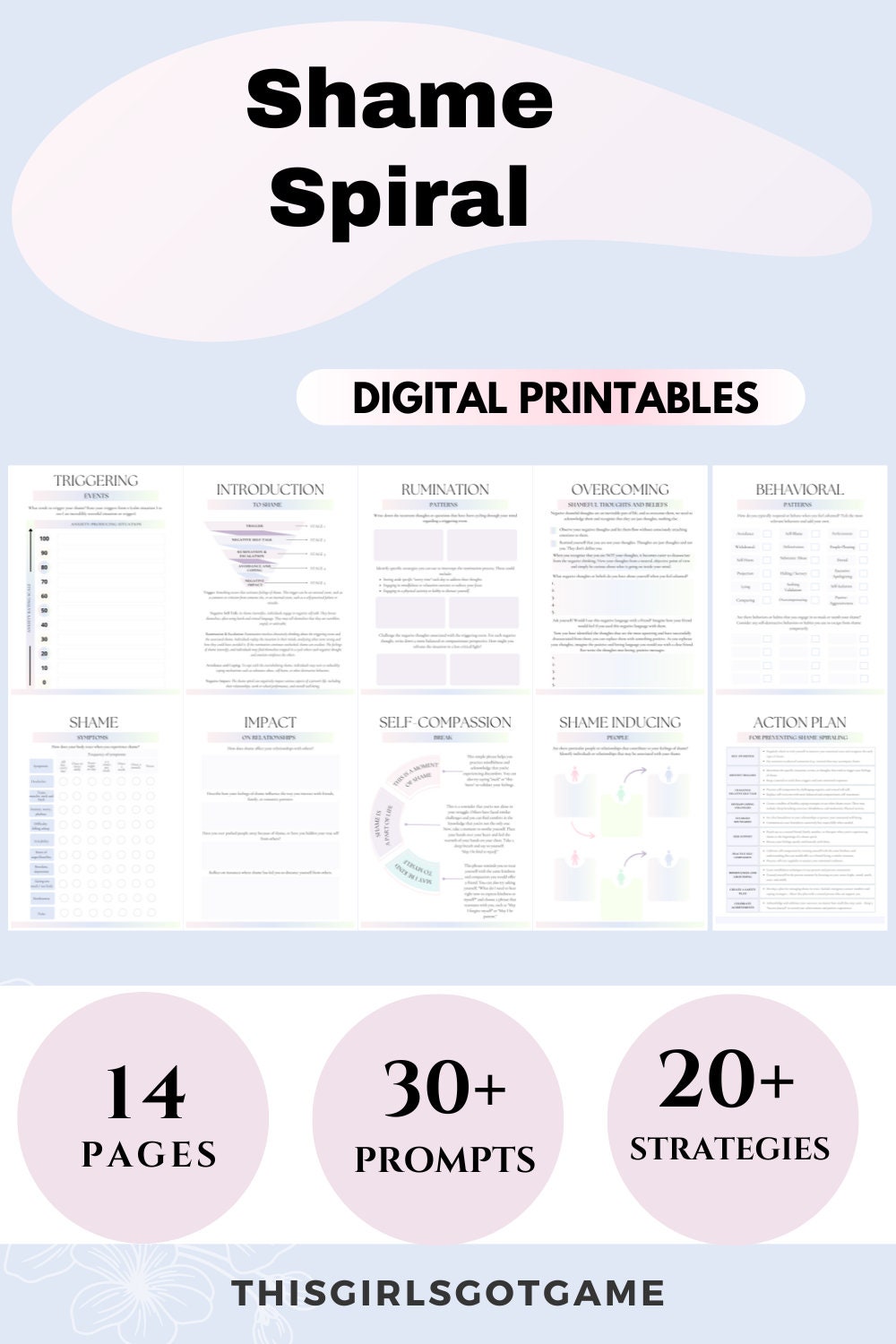 Shame Spiral Acceptance and Commitment Therapy Journal Emotional ...