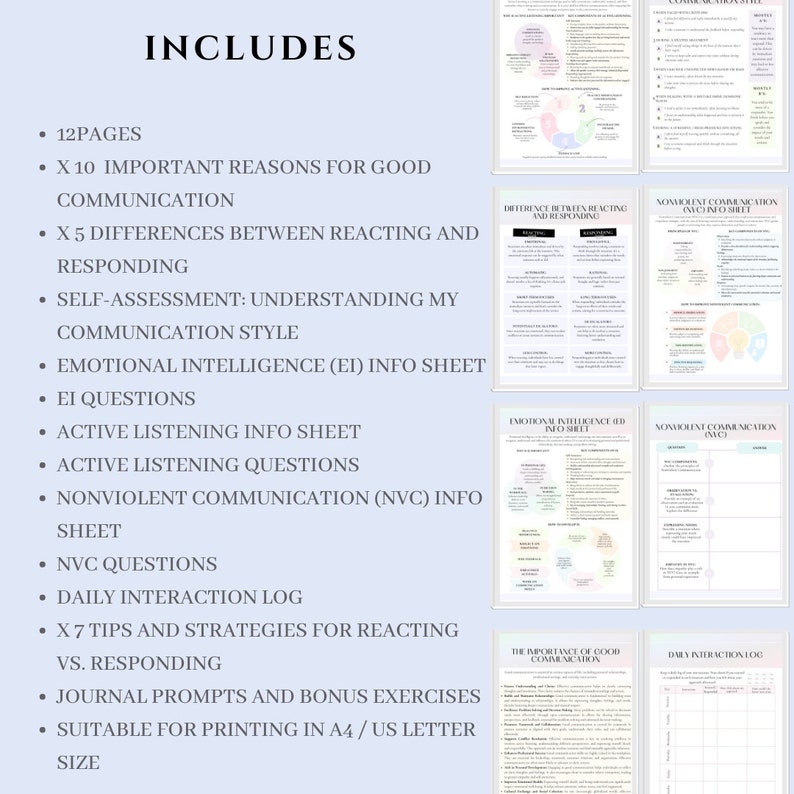 Reacting Vs Responding Communication Skills Worksheets for Therapists ...