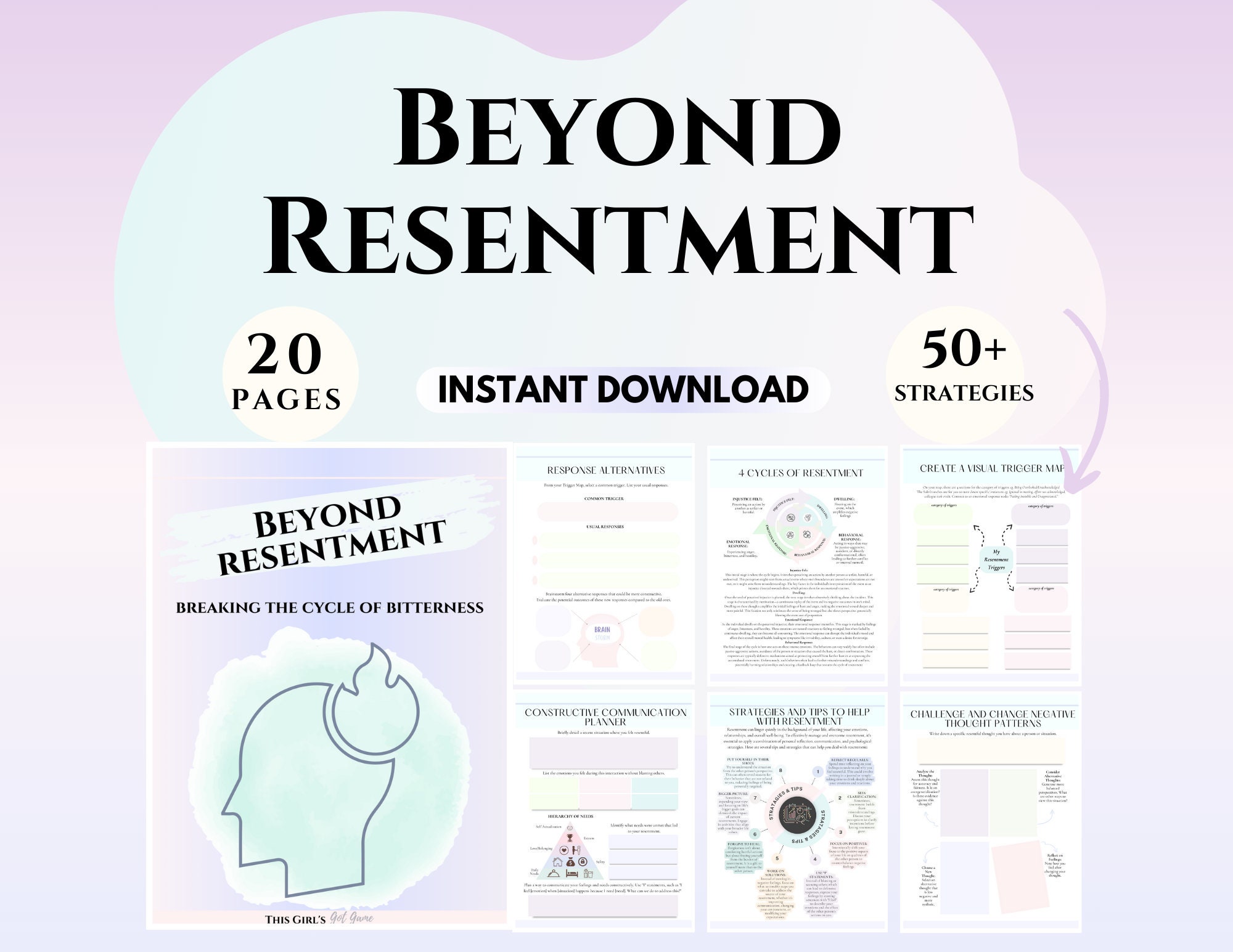 Resentment Cycle Therapy Worksheets Conflict Resolution Workbook Family ...
