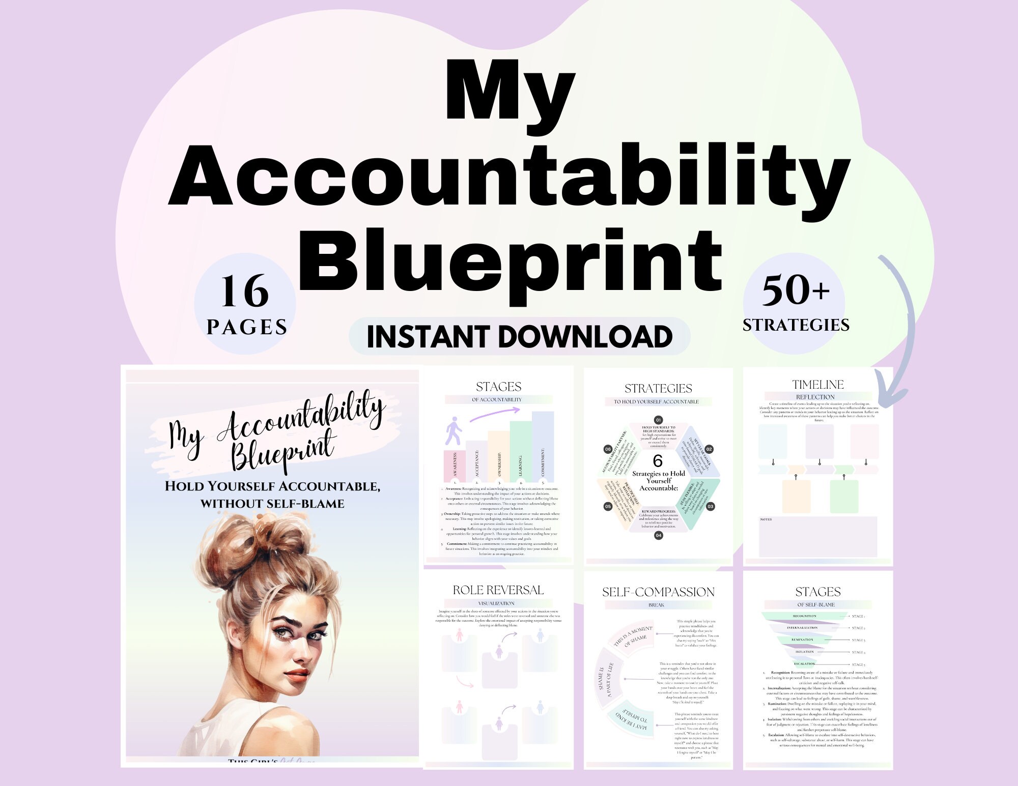 Accountability Worksheets Self-blame Printables ACT Therapy Journal ...
