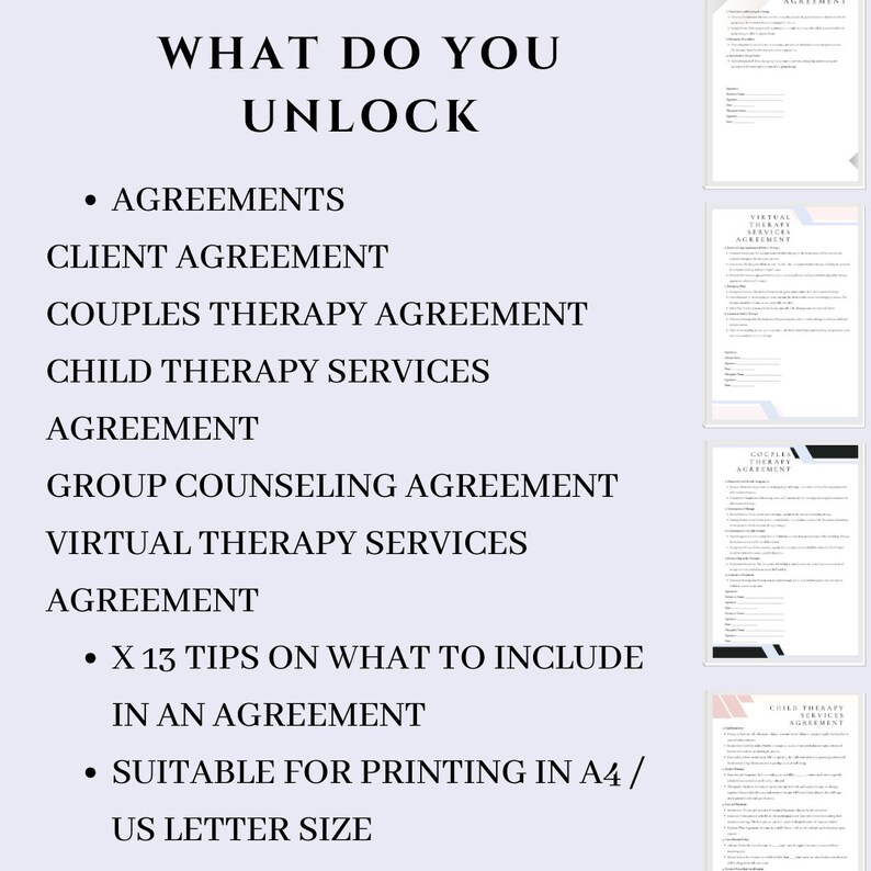 Template Client Agreement Treatment Plan Therapy Contract Session ...