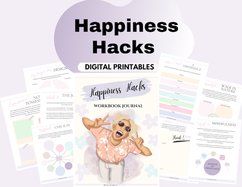 Happiness Hacks Positive Psychology Therapy Wellbeing Worksheet ...