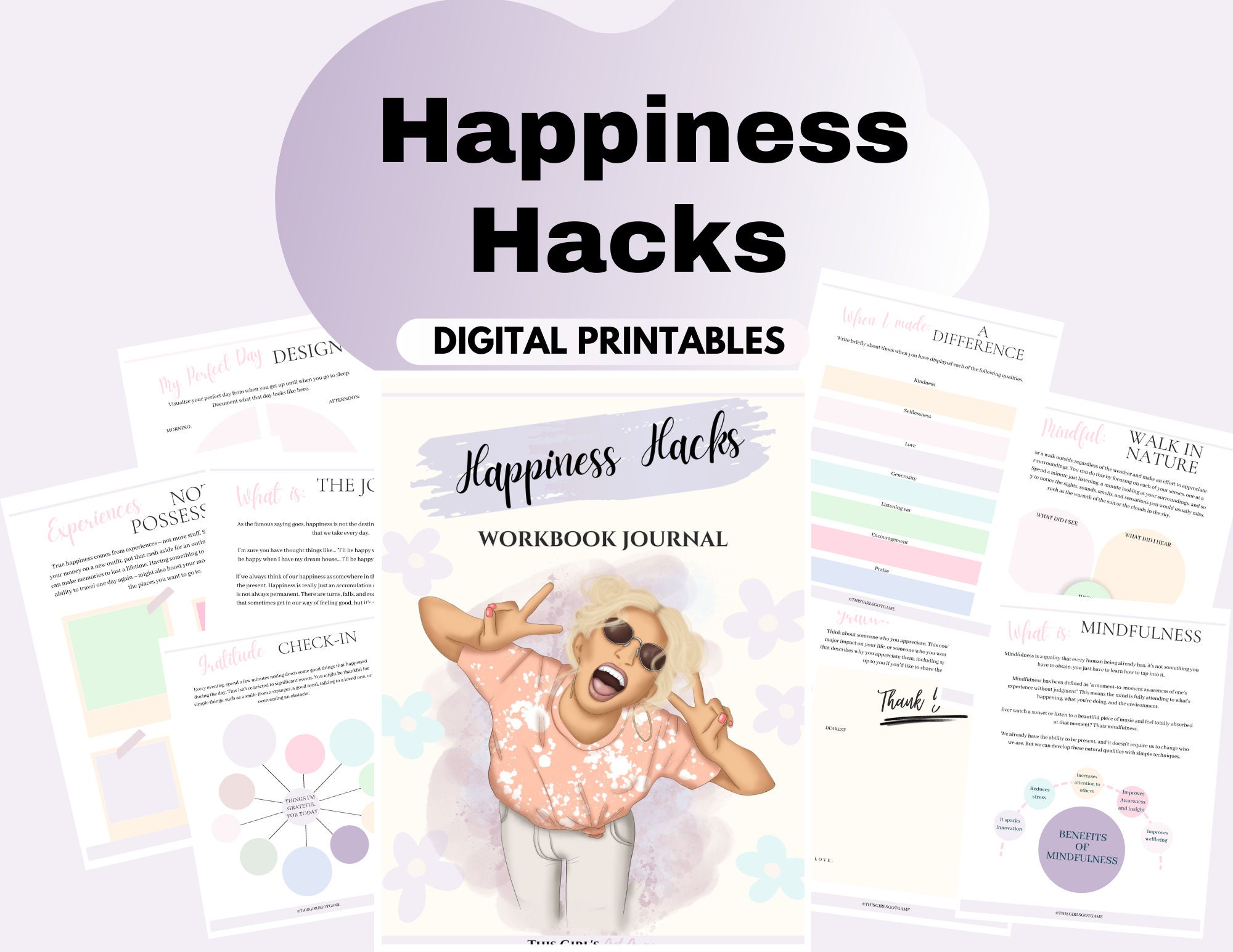 Happiness Hacks Positive Psychology Therapy Wellbeing Worksheet ...