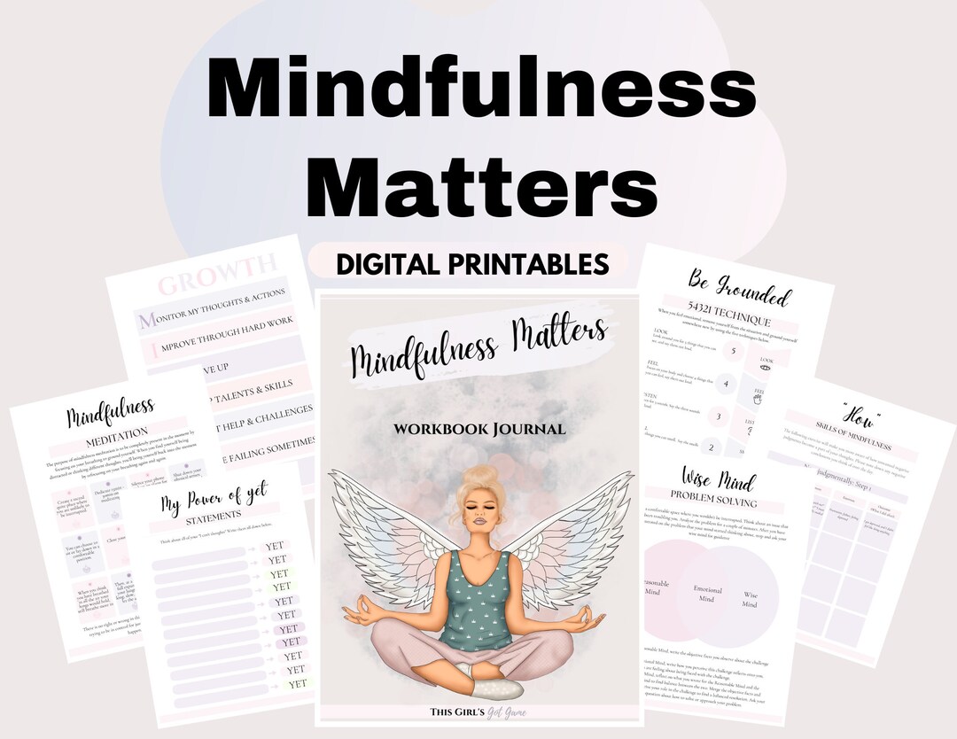 Mindfulness Worksheets Mental Health Workbook Self Reflection Guide ...