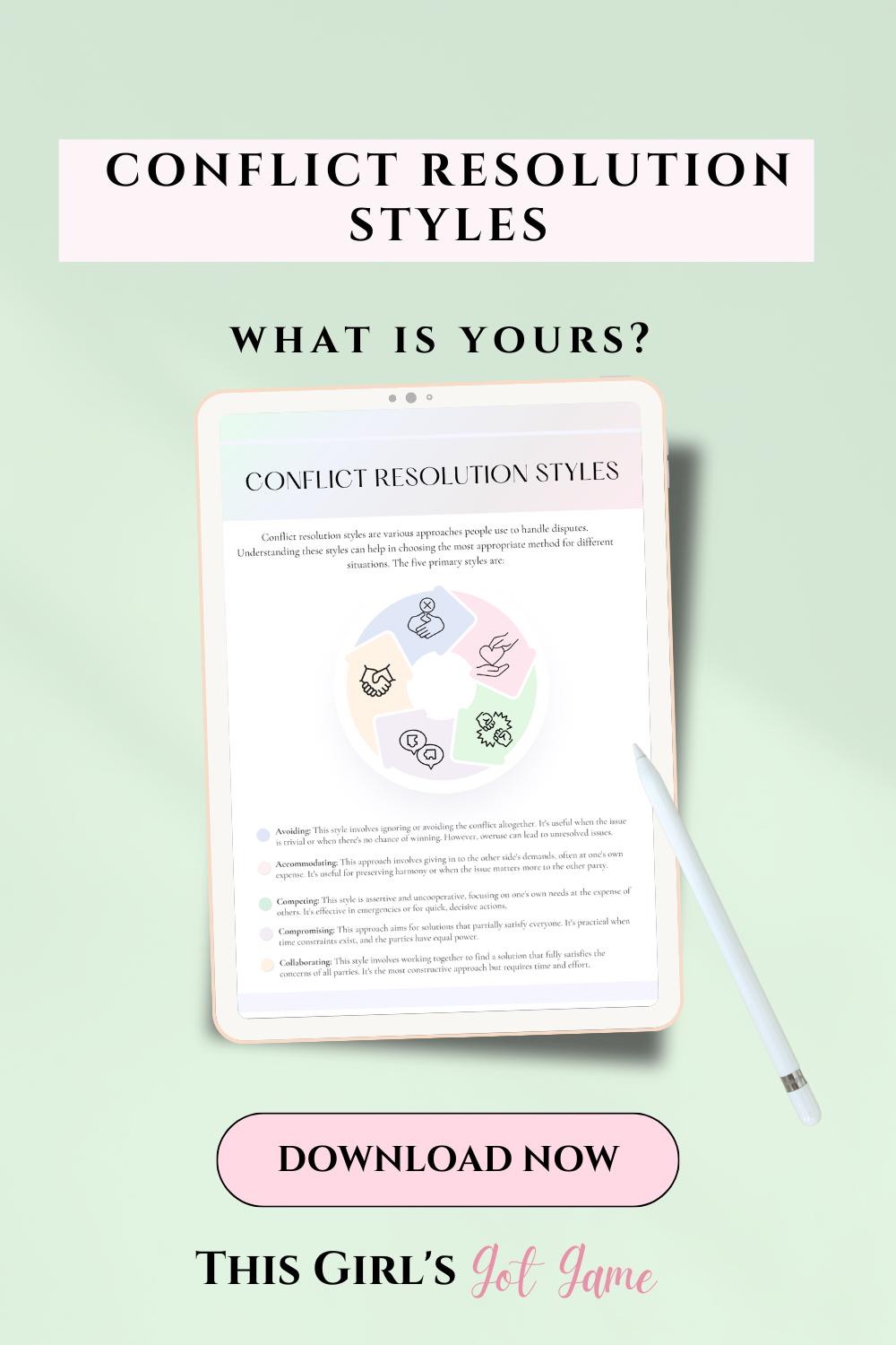 Conflict Resolution Styles Cheat Sheet Communication & Conflict Tools ...