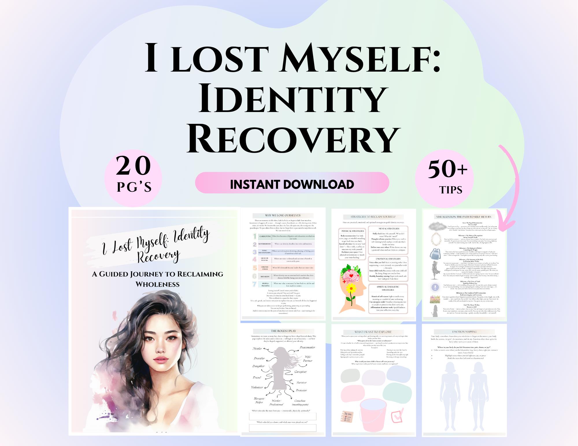 Identity Recovery Therapy Worksheets Trauma Healing Journal Inner Child ...