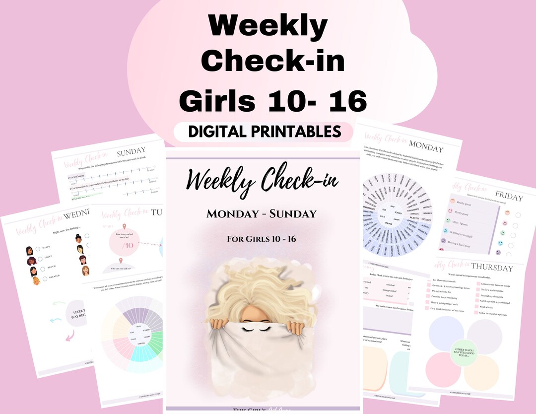 Weekly Check in for Teen Girls Printable Teen Mental Health Journal ...