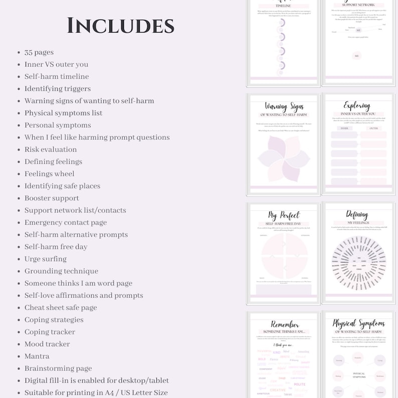 Self Harm Prevention Coping Skills Difficult Feelings Self Help Book ...