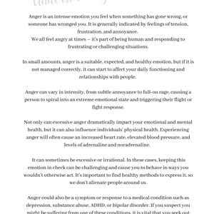 Anger Management Workbook Anger Worksheets Printable CBT Anger Therapy ...