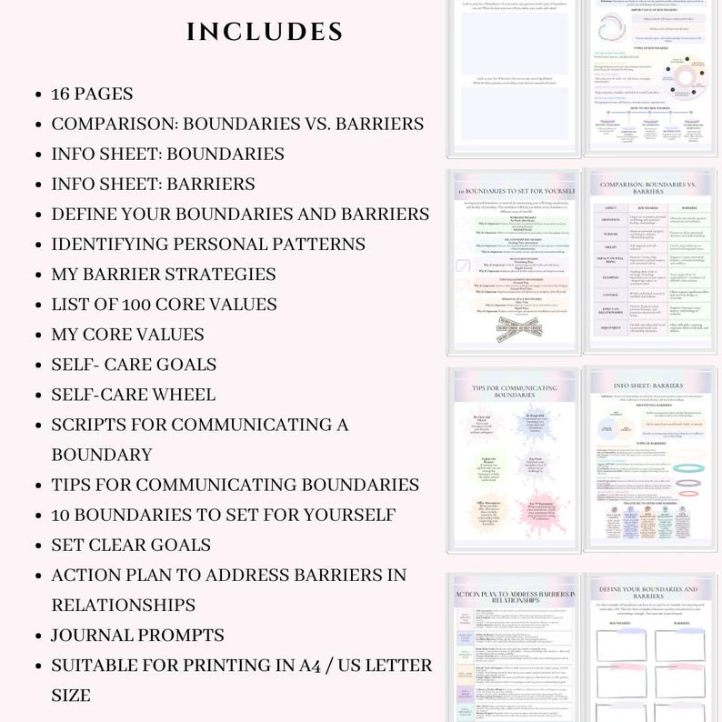 Boundaries Worksheets Boundary Workbook Setting Healthy Boundaries ...