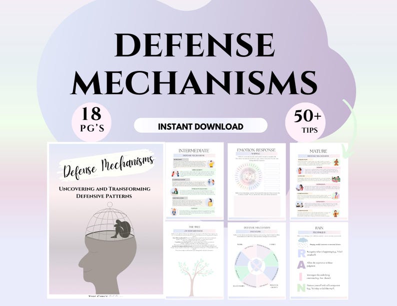 Defense Mechanisms Therapy Worksheets Emotional Regulation Coping ...