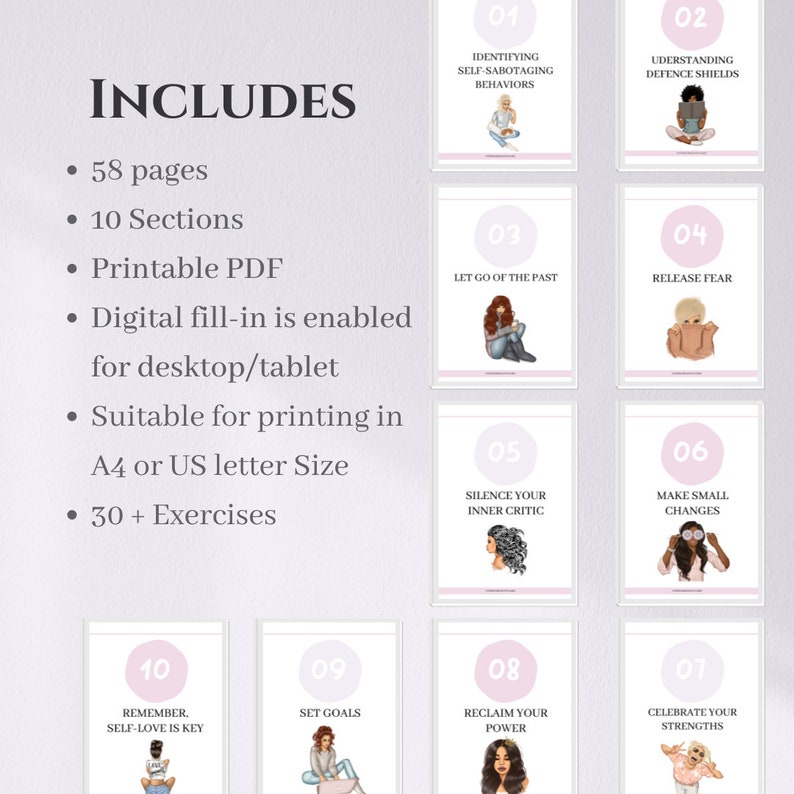 Stop Self Sabotage Workbook Imposter Syndrome Worksheets Self Love ...