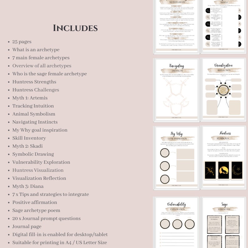 Wild Woman Worksheets Feminine Archetypes Journal Female Archetype ...
