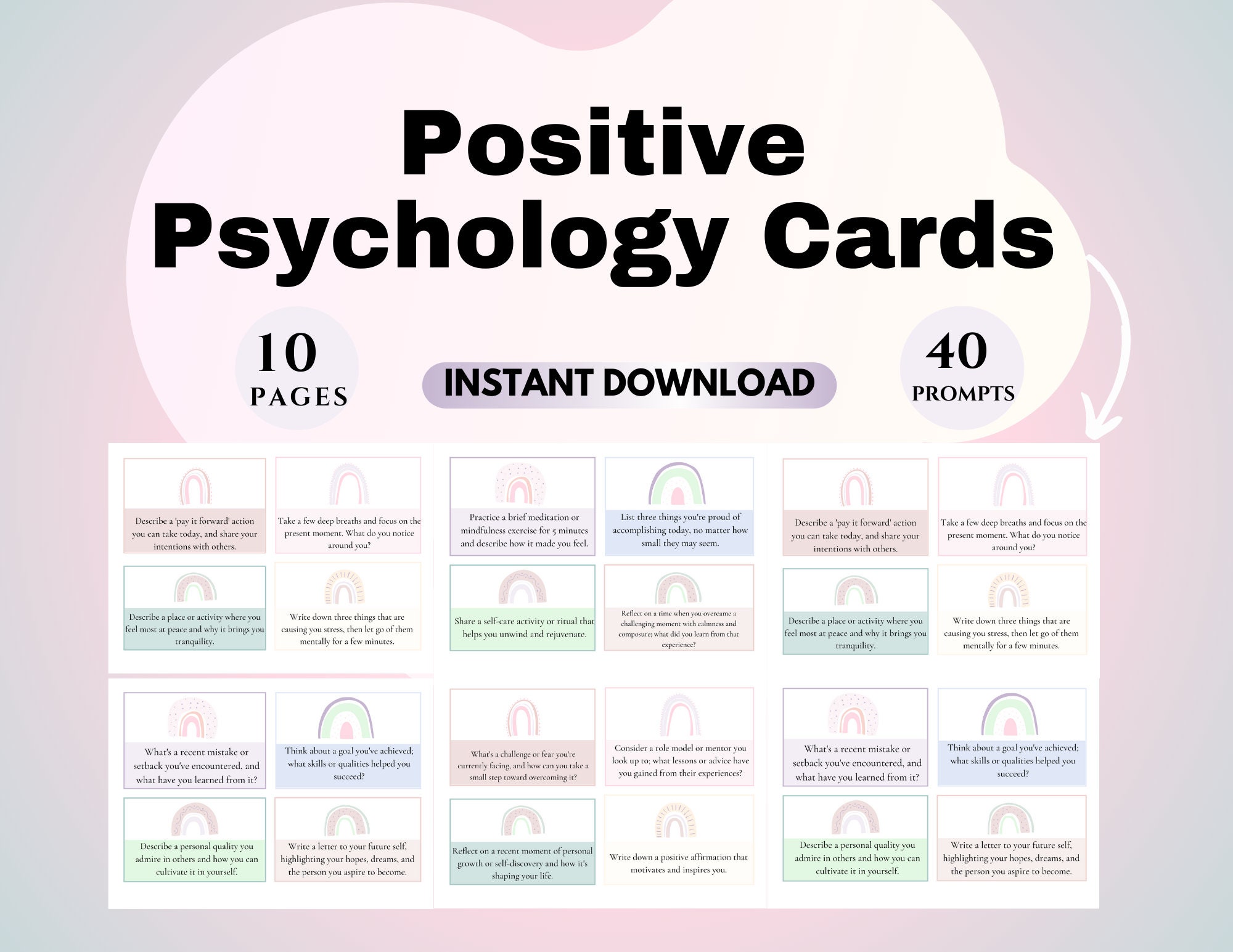 Positive Psychology Cards, 40 Prompt Cards (digital Download) - Etsy