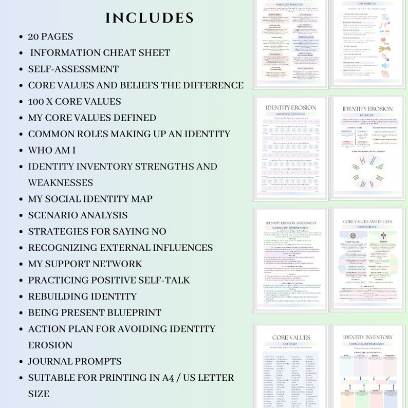 Identity Erosion Therapy Worksheets Therapist Tools Shame Journal Self ...