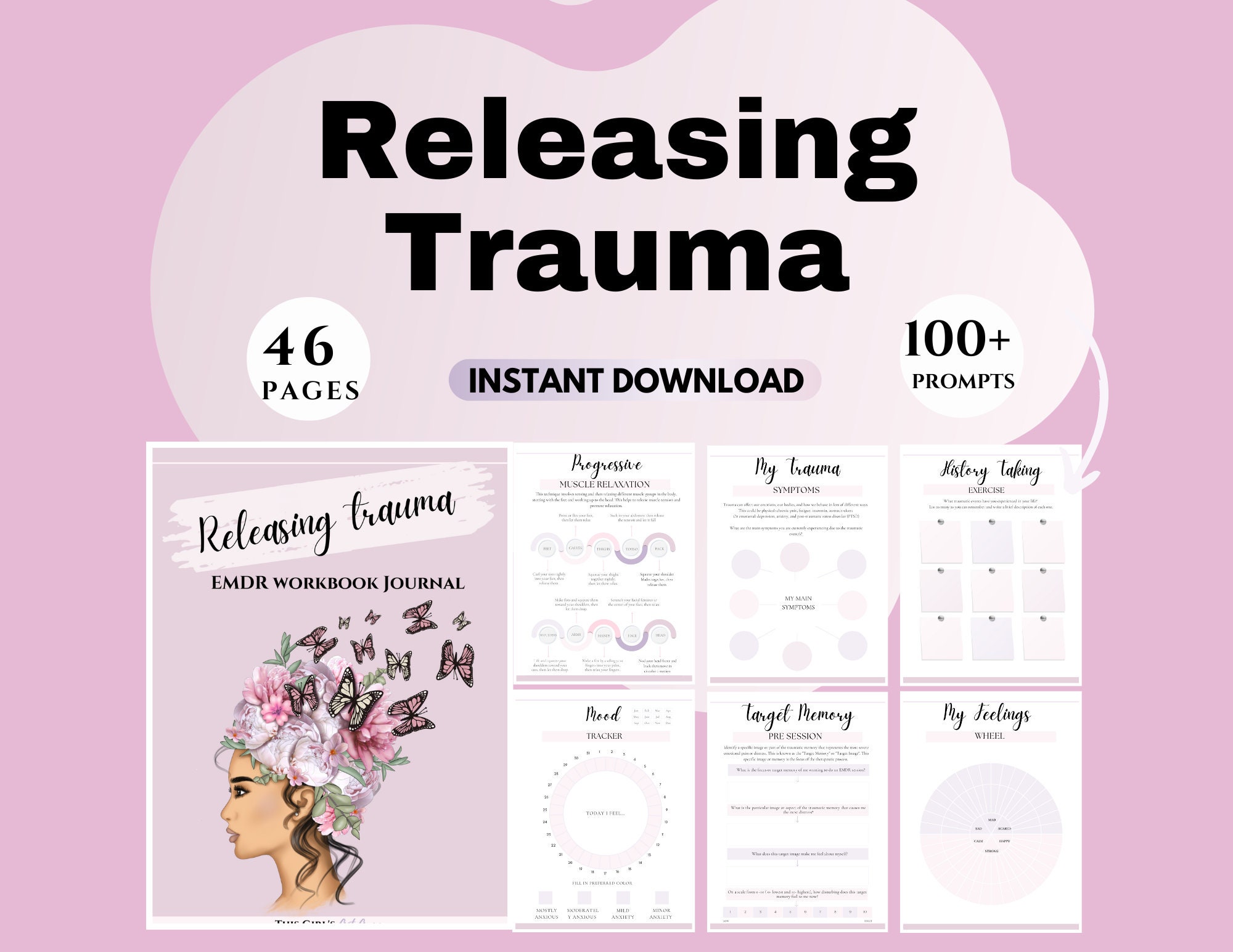Trauma Workbook Healing Trauma Journal EMDR Therapy Worksheets Coping ...