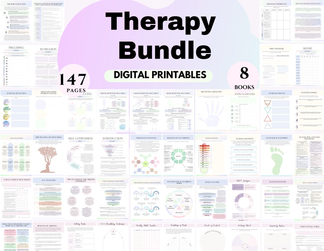 Therapy Worksheet Bundle Acceptance Therapy SFT Therapist Workbook ...