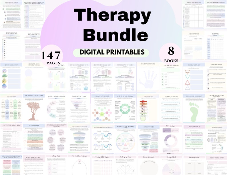 Therapy Worksheet Bundle Acceptance Therapy SFT Therapist Workbook ...