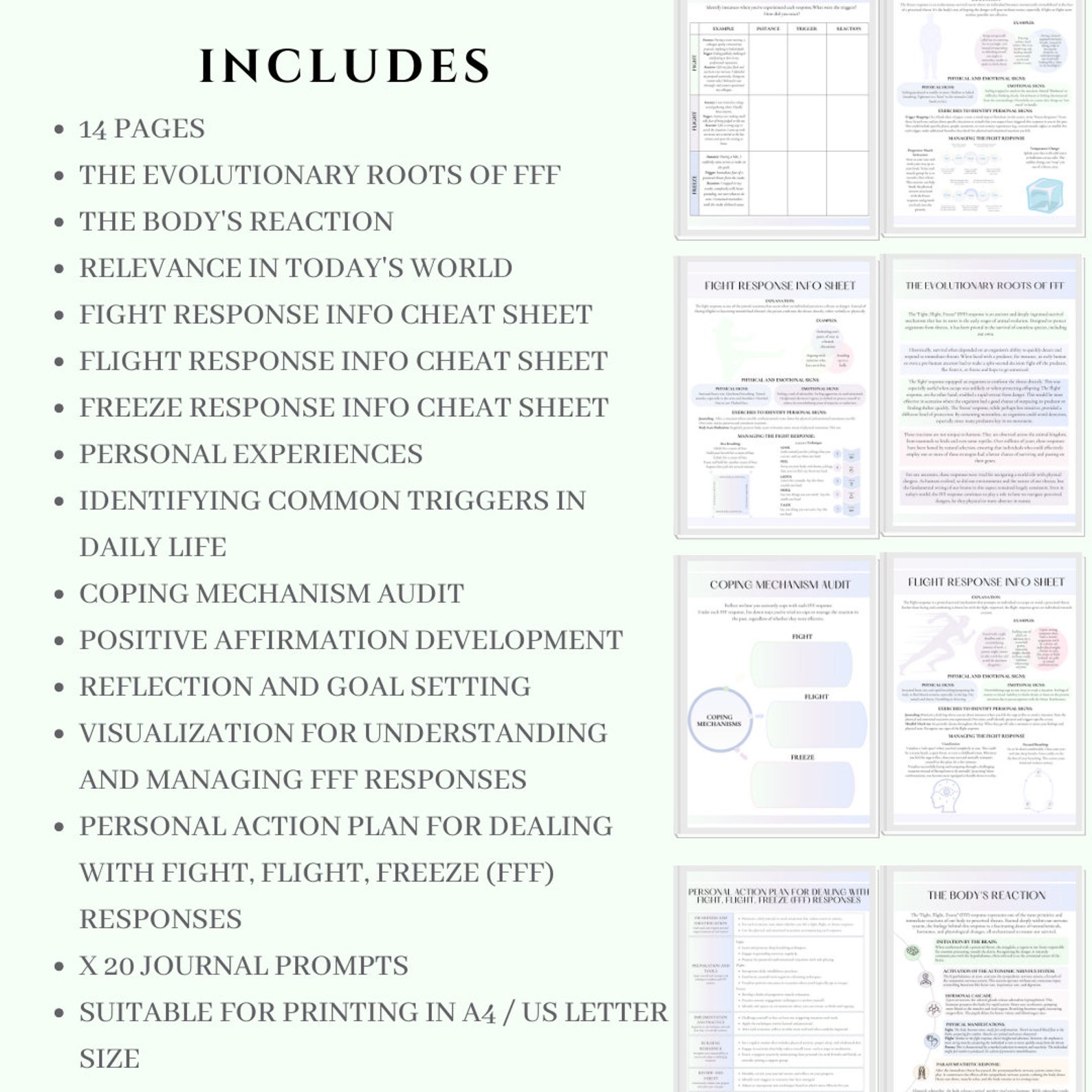 Fight Flight Freeze Workbook FFF Worksheets Self Awareness Journal ...