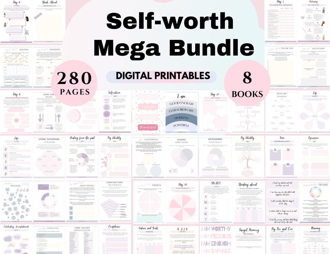 Confidence Therapy Bundle Self-worth Discovery Printables Dbt Cbt ...