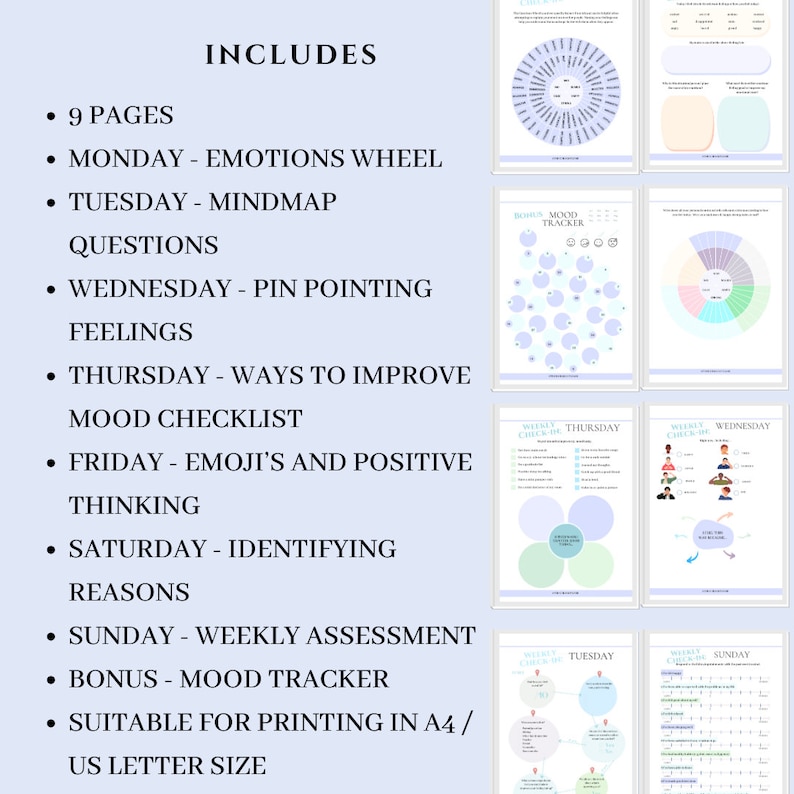 Weekly Check in for Teen Boys Printable Teen Mental Health Journal ...