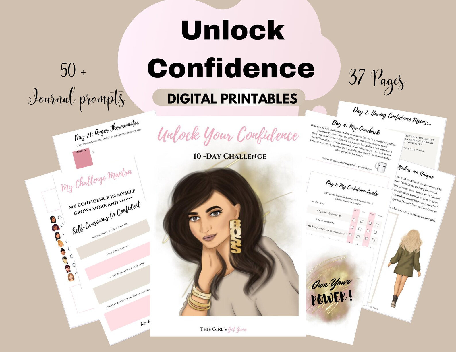 Unlock Your Confidence 10 Day Workbook Journal / Self Help / | Etsy