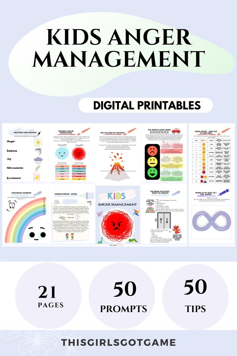 Anger Management Kids Worksheets Coping Skills for Children Therapy ...