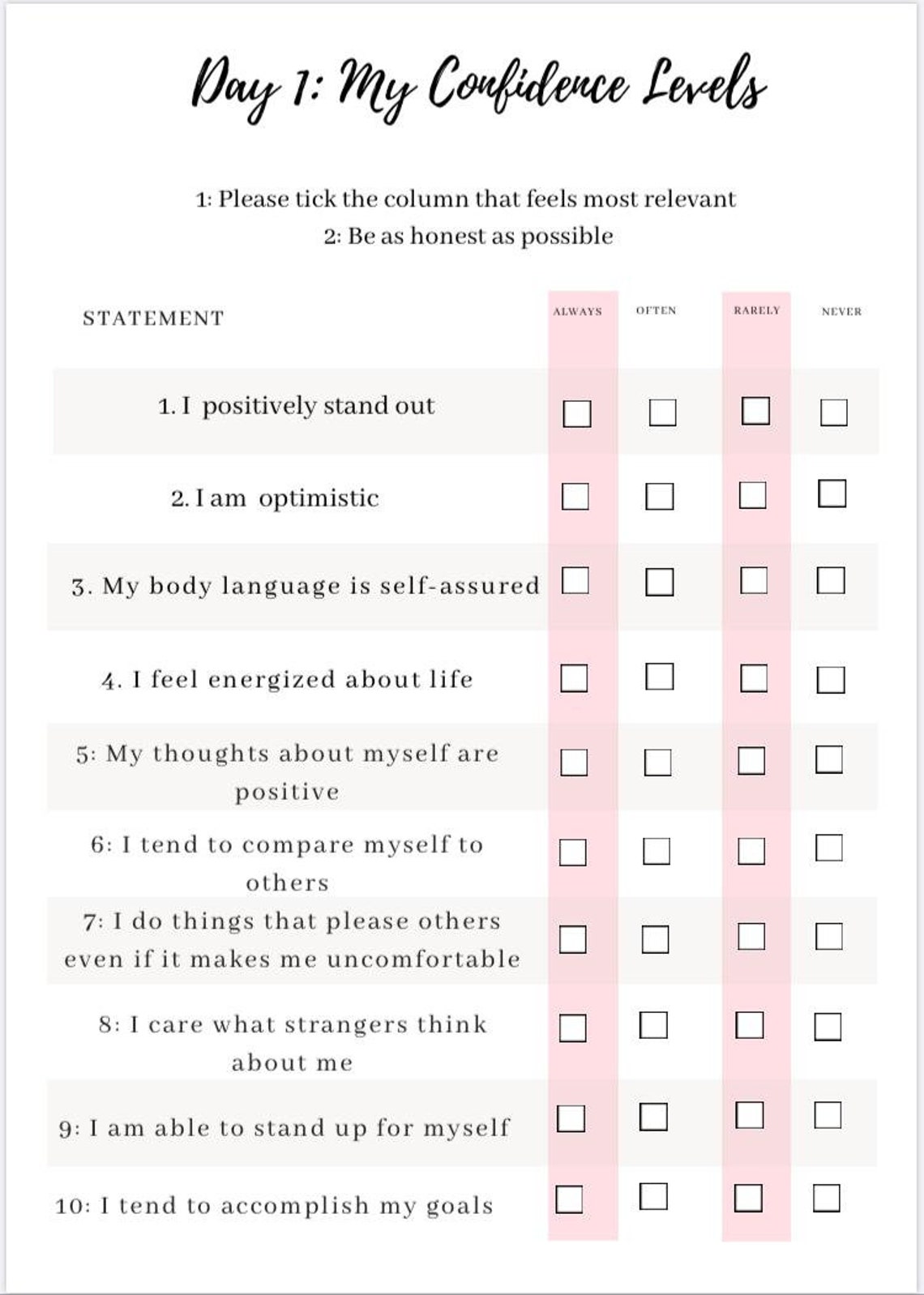 Unlock Your Confidence 10 Day Workbook Journal / Self Help / | Etsy