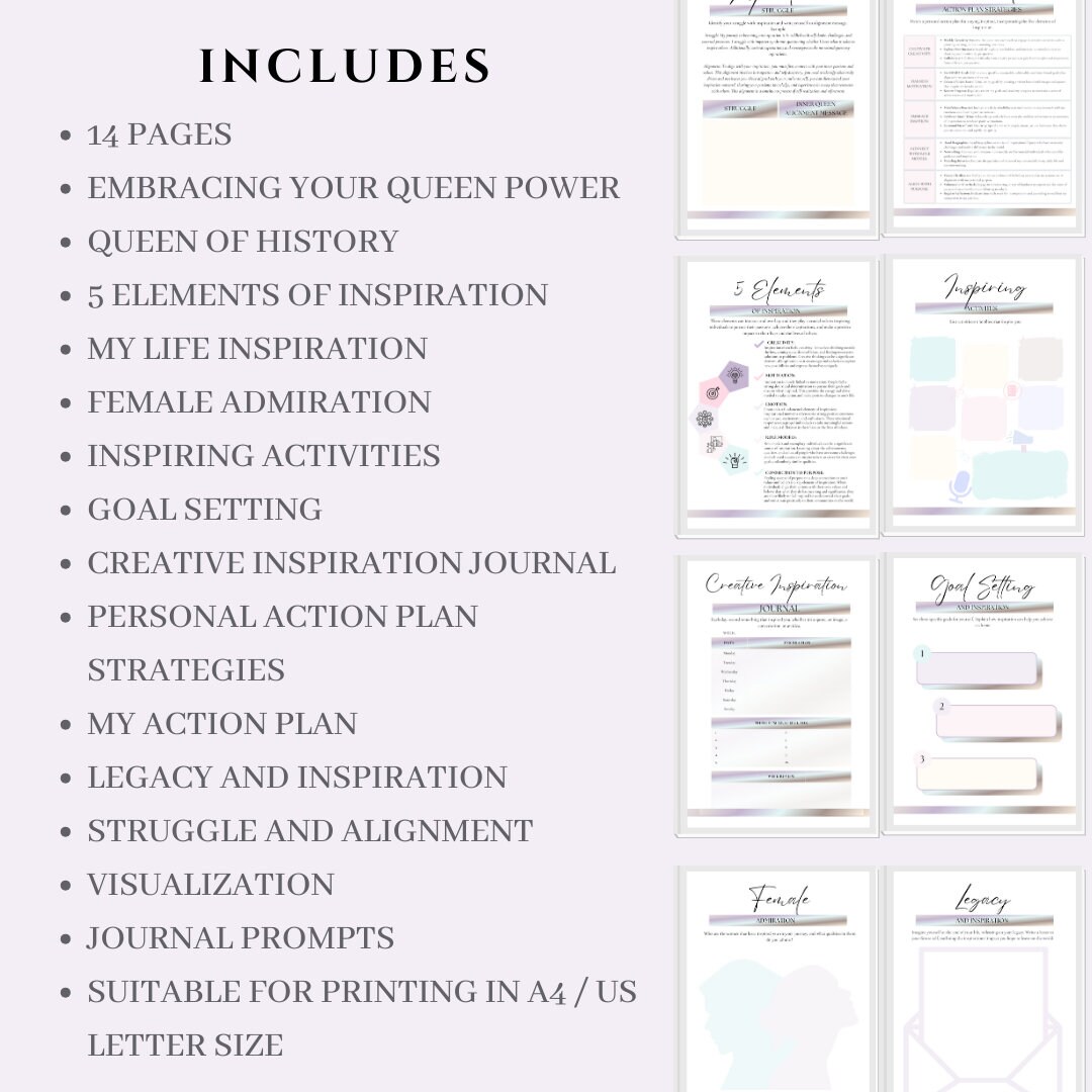 Inspiration Planner Self motivation Worksheets Printable Guided Journal ...