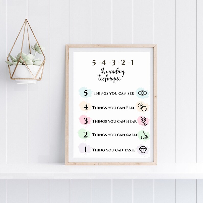 Grounding Technique Poster Anxiety Poster Coping Skills Poster Mental ...