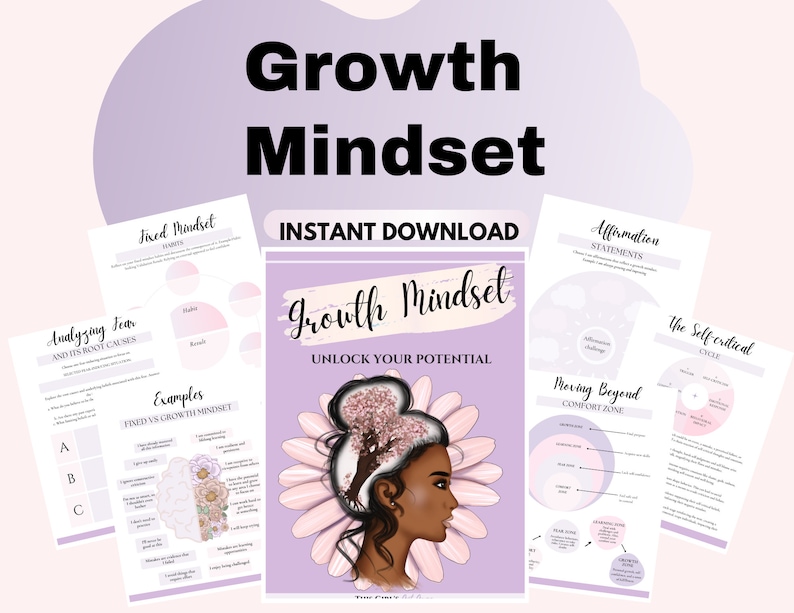 Growth Mindset Workbook Journal Worksheets Cultivate Resilience Embrace ...