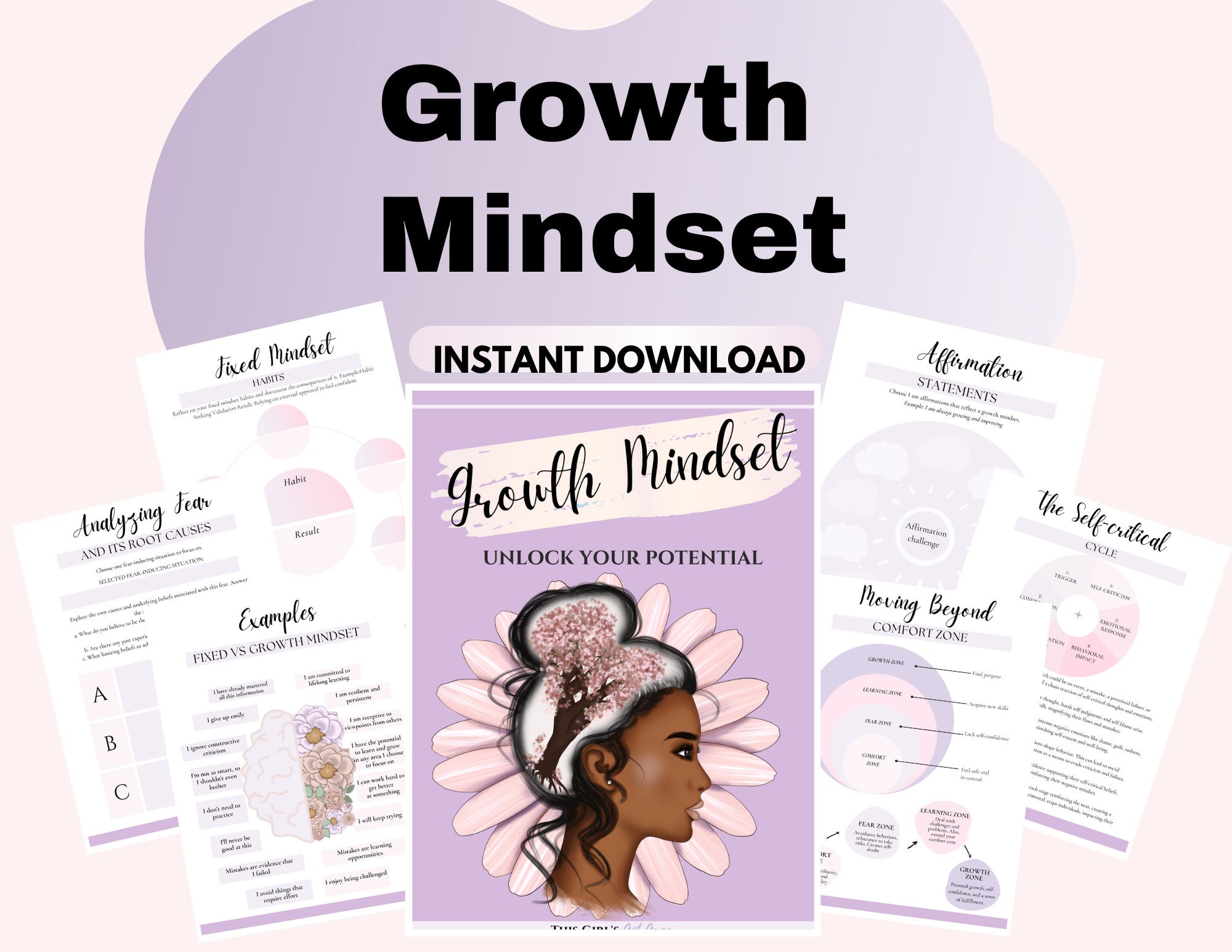 Growth Mindset Workbook Journal Worksheets Cultivate Resilience Embrace ...