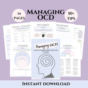 OCD Therapy Worksheets Anxiety Coping Skills Exercises CBT Workbook ERP Self-help Strategies ...