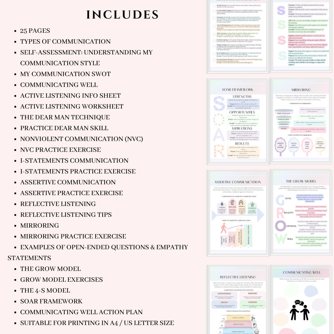 Communication Skills Worksheets Conflict Resolution Journal Psychoeducation Printables Assertive ...