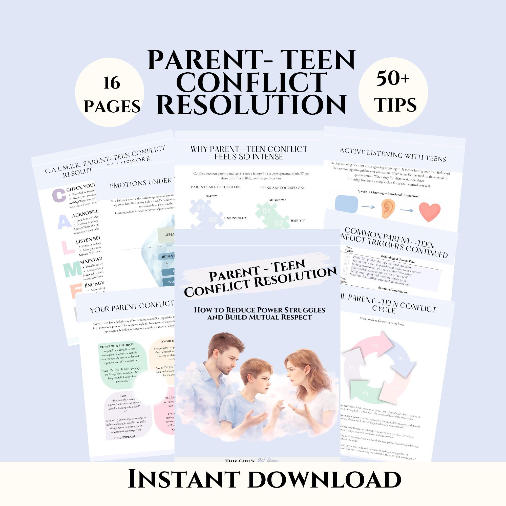 Parent Teen Conflict Resolution Worksheets Family Therapy Communication ...