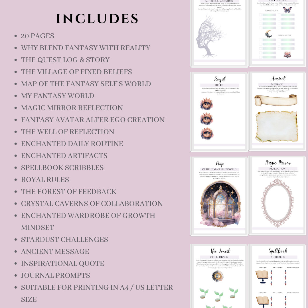 Feminine Self Discovery Worksheets Magic Journal Celestial Healing Prints Mystic Self-awareness ...