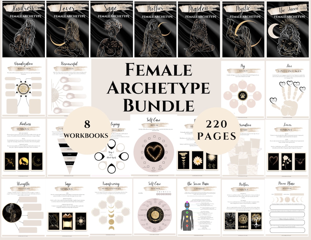 Devine Feminine Energy Female Archetype Bundle Symbols of Femininity Worksheets Goddess ...