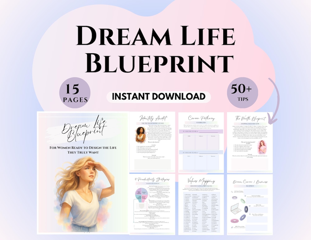 New Year Self-improvement Worksheets Dream Life Workbook Goal Setting ...
