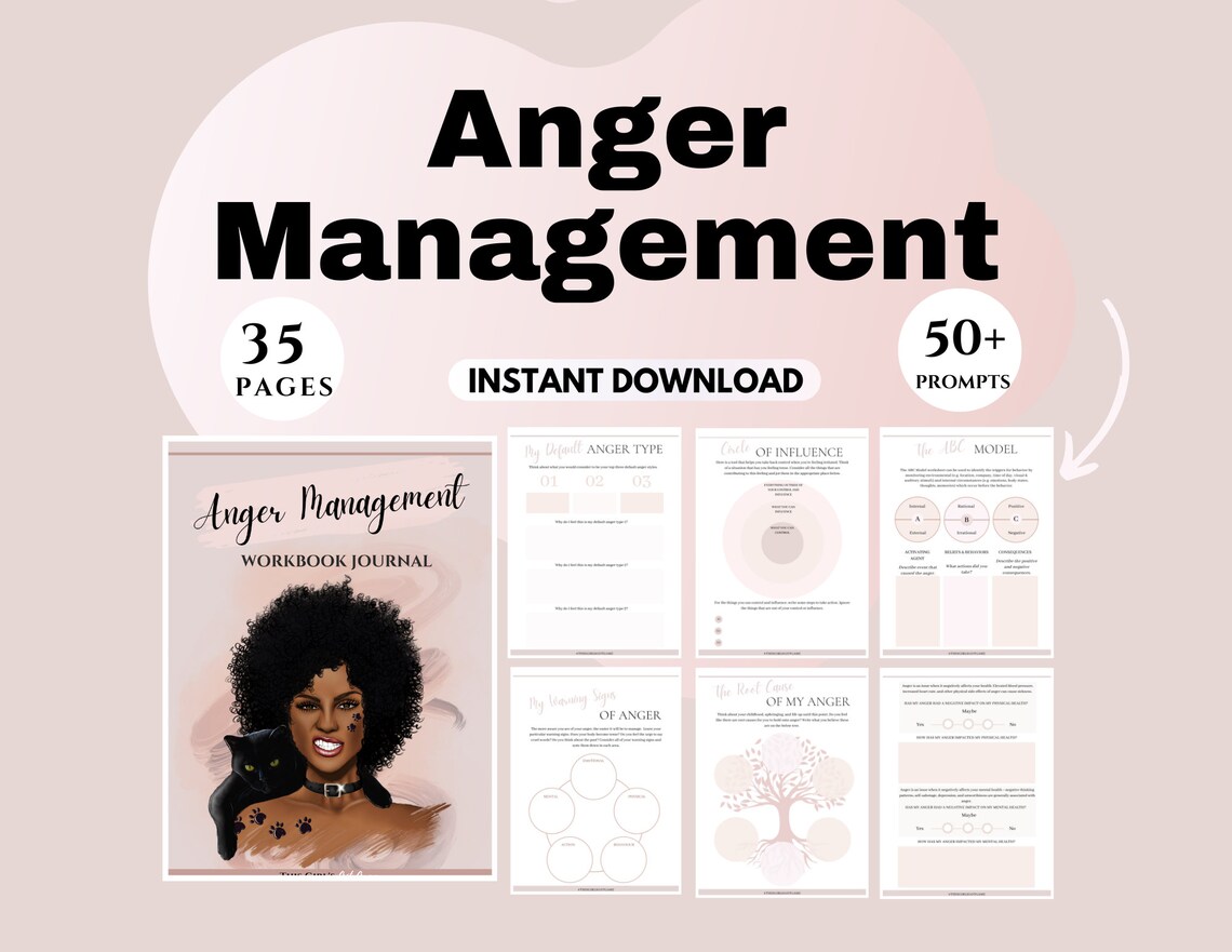 Anger Management Workbook Anger Worksheets Printable CBT Anger Therapy ...