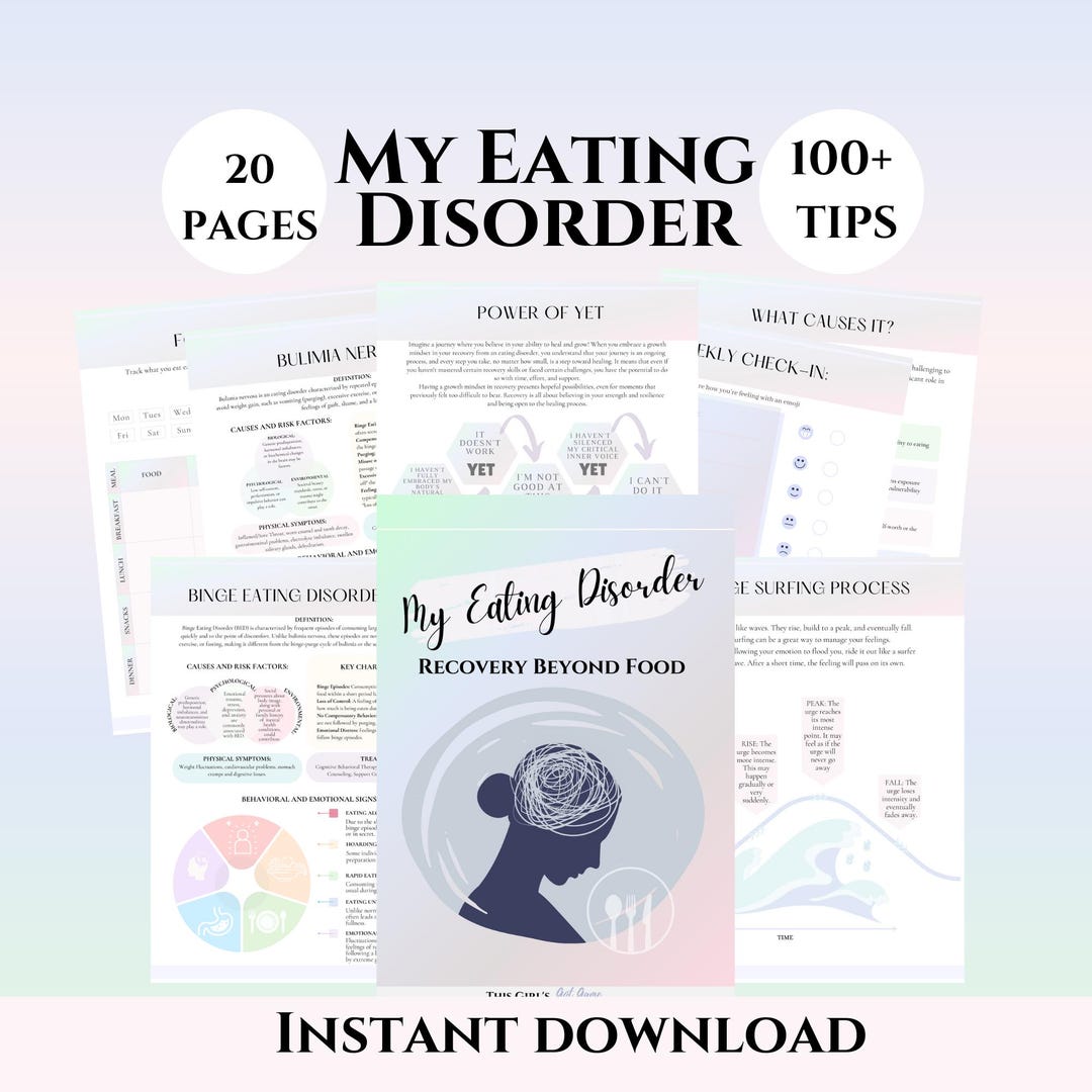 Eating Disorder Recovery Workbook Journal ED Therapy Worksheets Body ...