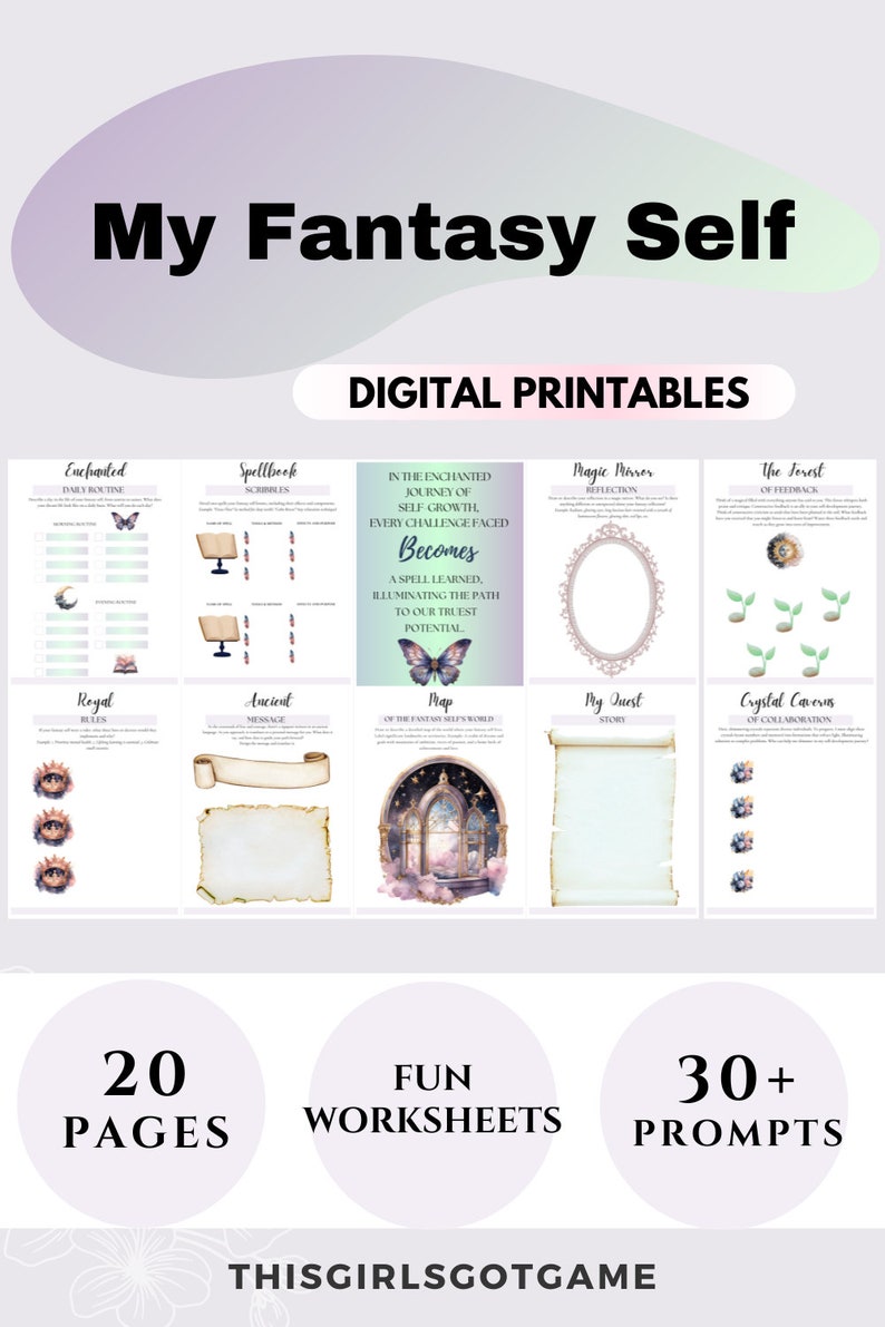 Feminine Self Discovery Worksheets Magic Journal Celestial Healing Prints Mystic Self-awareness ...