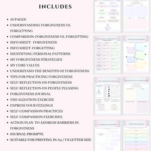 Forgiveness Worksheets Emotional Healing Journal Self Help Therapy ...
