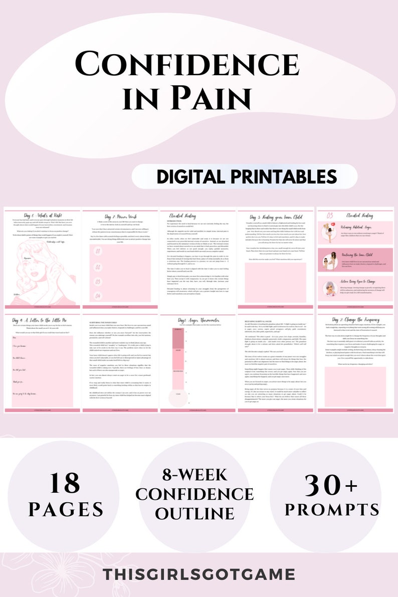 Pain Management Inner Healing Worksheets Confidence Building Workbook ...